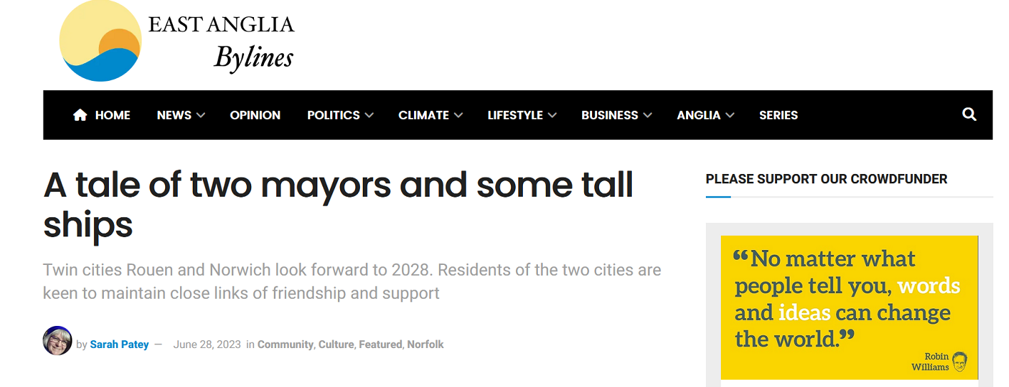 A tale of two mayors and some tall ships | ROUEN NORWICH CLUB